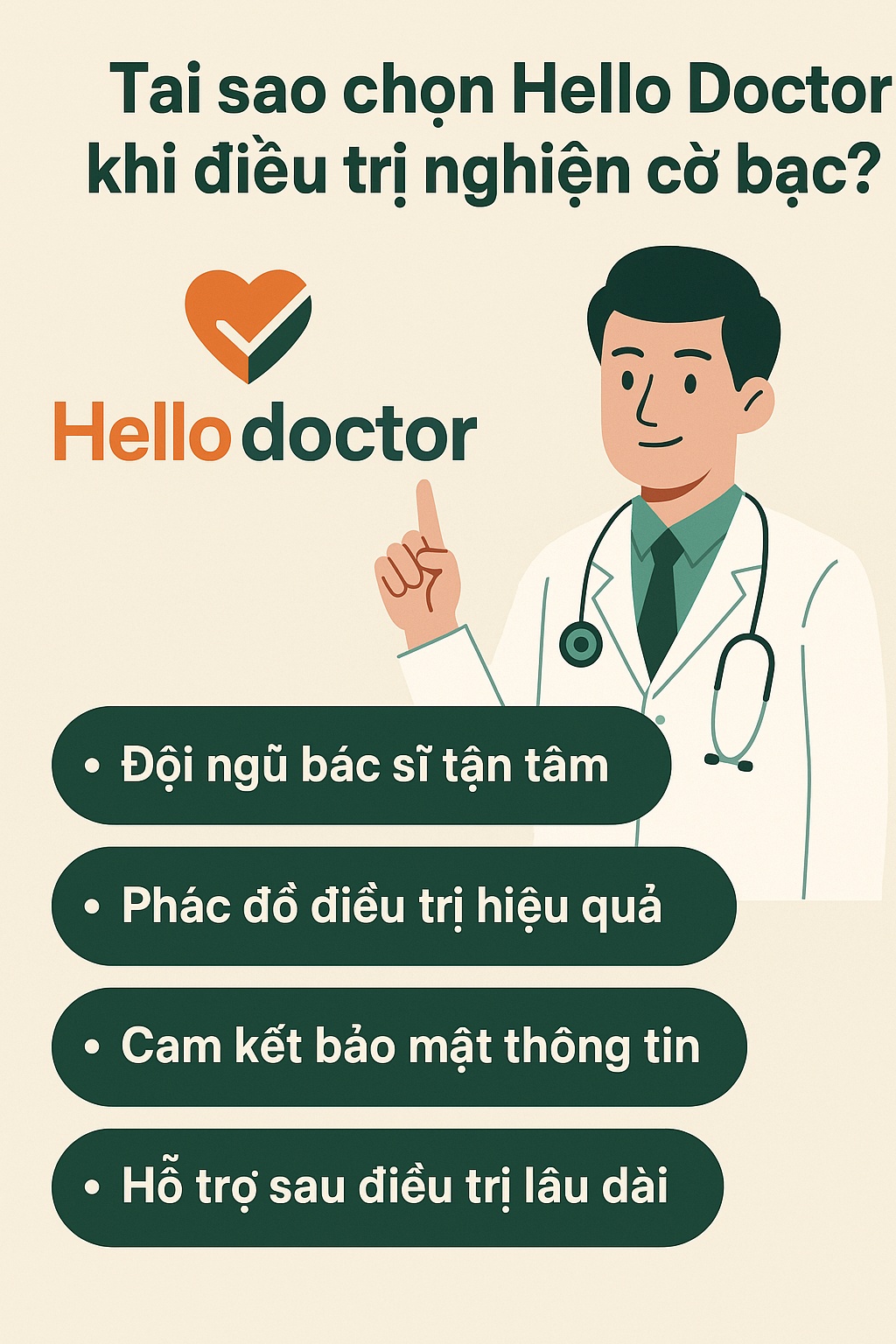 Tại sao chọn Hello Doctor khi điều trị nghiện cờ bạc? Những ưu điểm ...